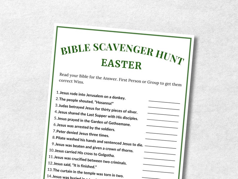The Bible Scavenger Hunt Church Group Game Printable Activity Christian ...