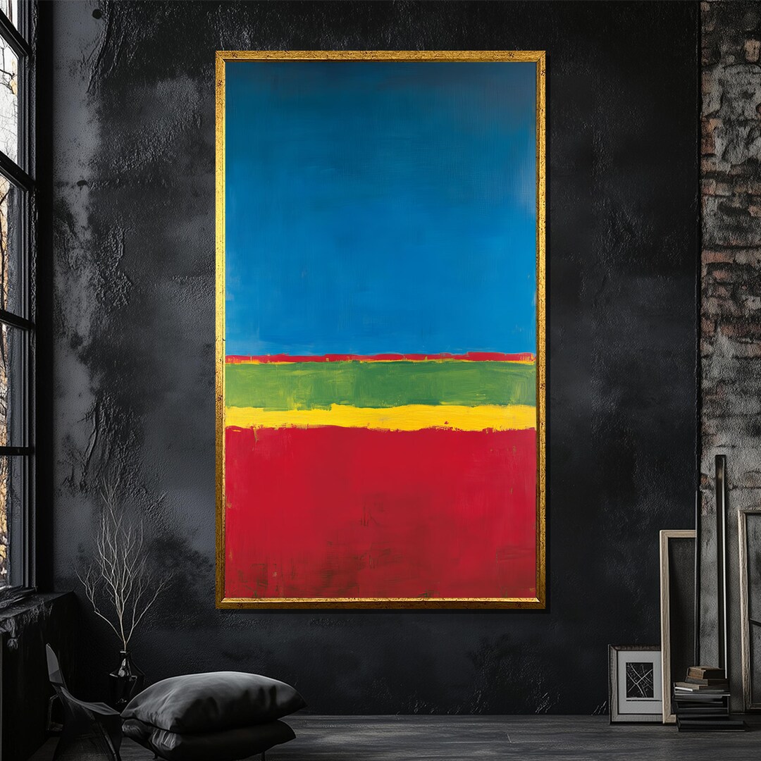Mark Rothko Canvas Painting With Cerulean Sky, Scarlet Horizon, Verdant ...