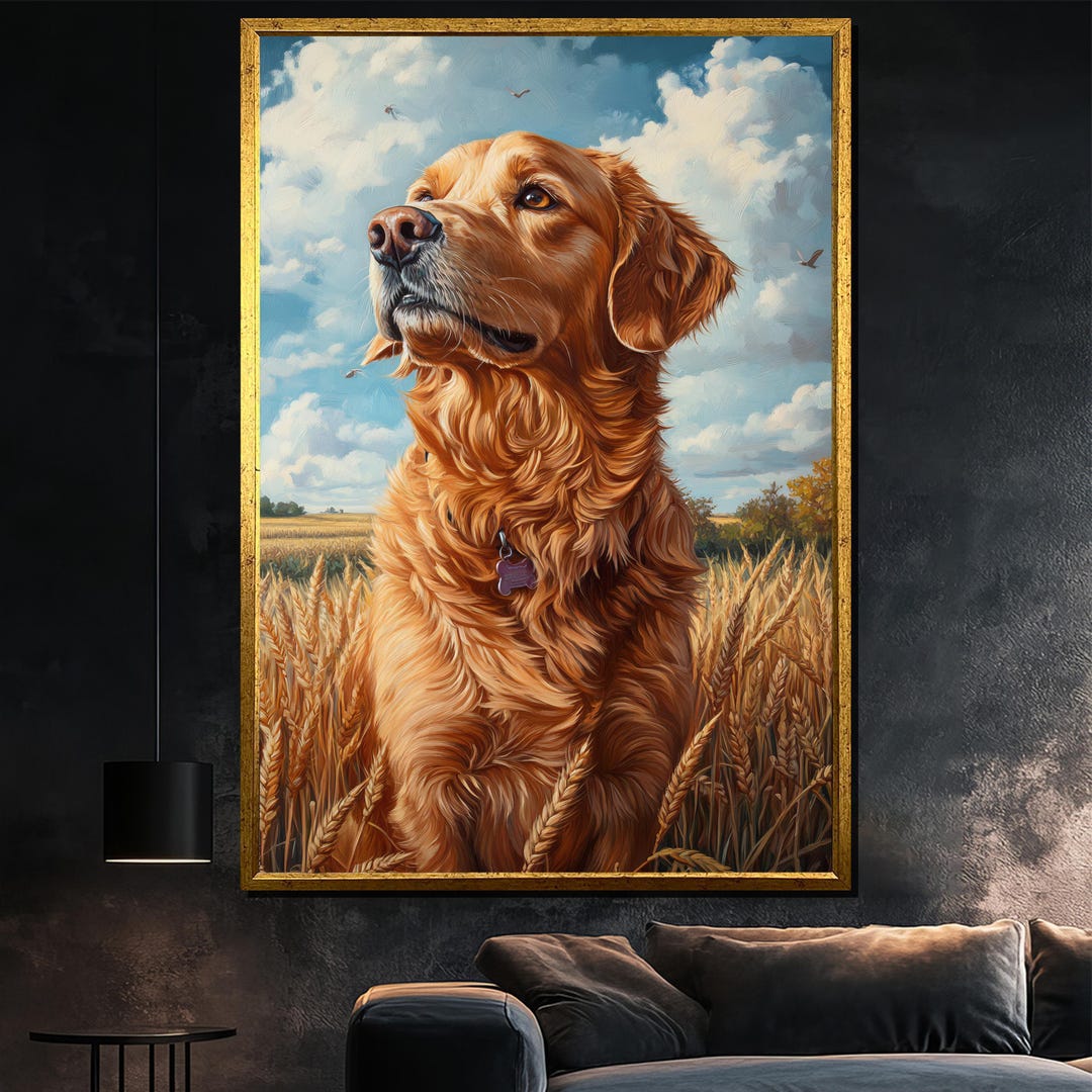 Loyal Golden Retriever Canvas Painting Gift - Hyper-realistic Portrait ...