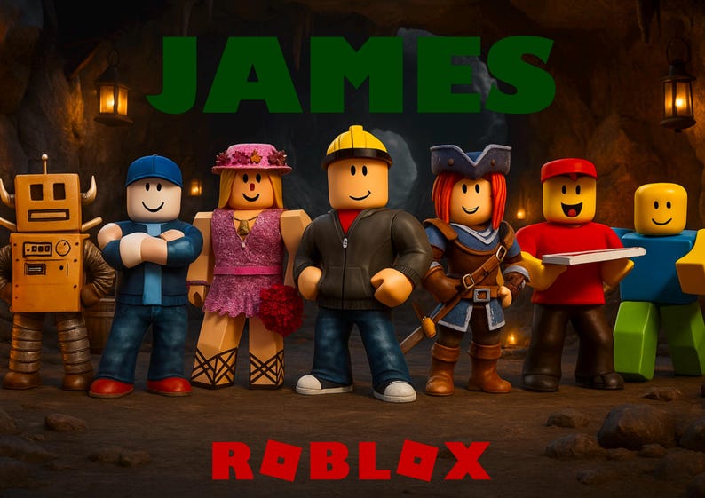 Personalised Roblox Avatar Poster | Custom Name Gamer Wall Art ...