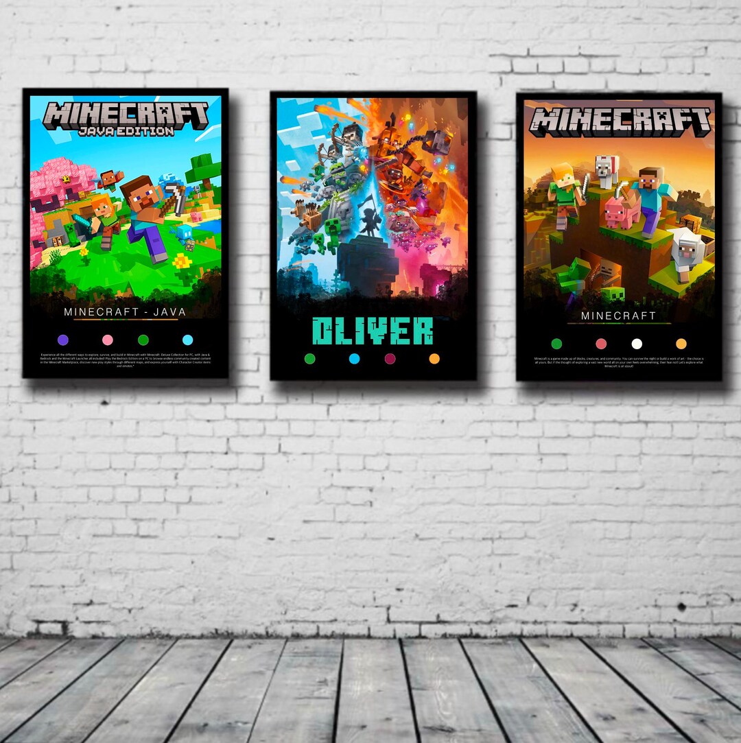 Personalised Minecraft Poster Set / Personalised Named Poster for ...