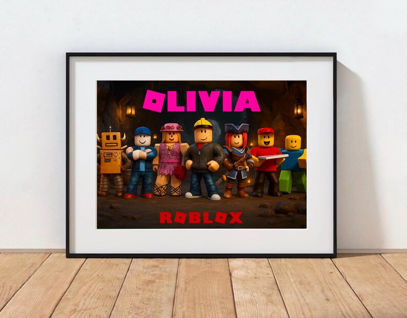 Personalised Roblox Avatar Poster | Custom Name Gamer Wall Art ...