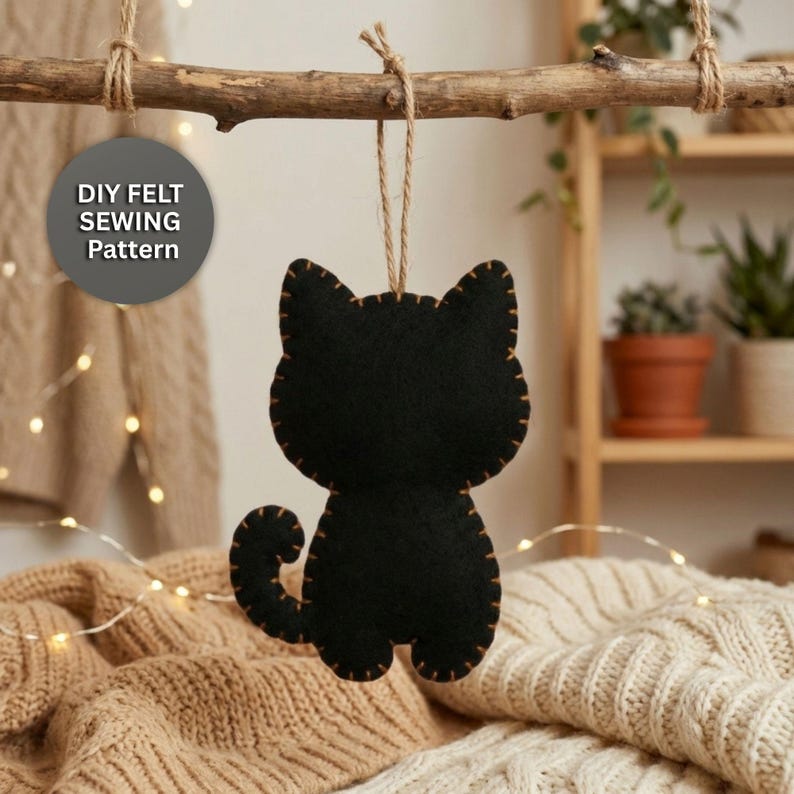 Felt Black Cat Sewing Pattern PDF, DIY Beginner Christmas Decor ...