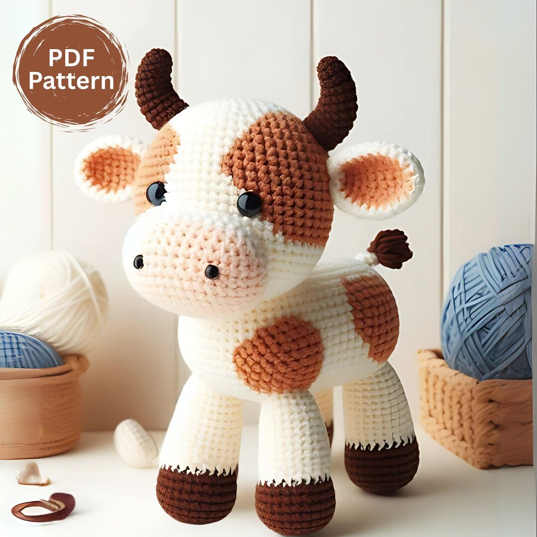 Holstein Cow Crochet Pattern PDF – Low Sew Amigurumi Calf for Beginners ...