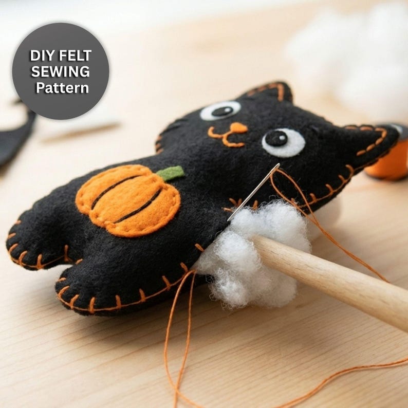 Felt Black Cat Sewing Pattern PDF, DIY Beginner Christmas Decor ...