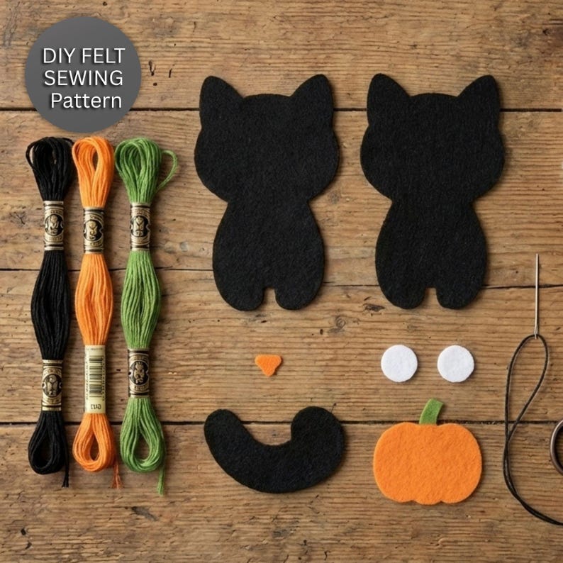 Felt Black Cat Sewing Pattern PDF, DIY Beginner Christmas Decor ...