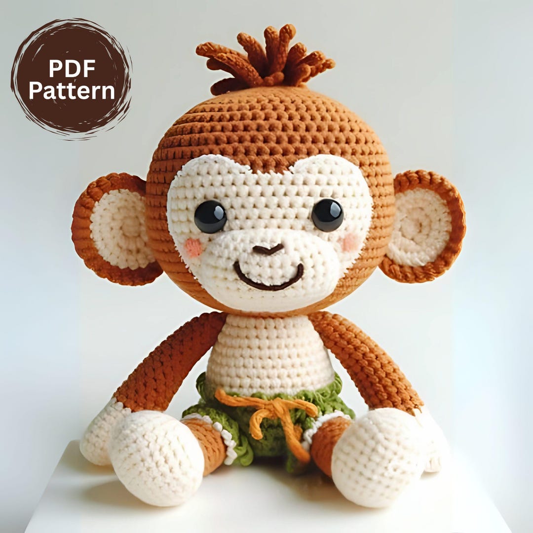 Crochet Baby Monkey Amigurumi Pattern – Cute Plushie Toy PDF, DIY ...