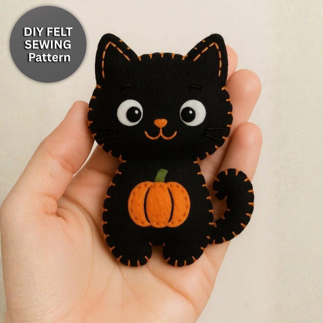 Felt Black Cat Sewing Pattern PDF, DIY Beginner Christmas Decor ...