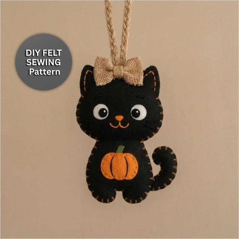 Felt Black Cat Sewing Pattern PDF, DIY Beginner Christmas Decor ...