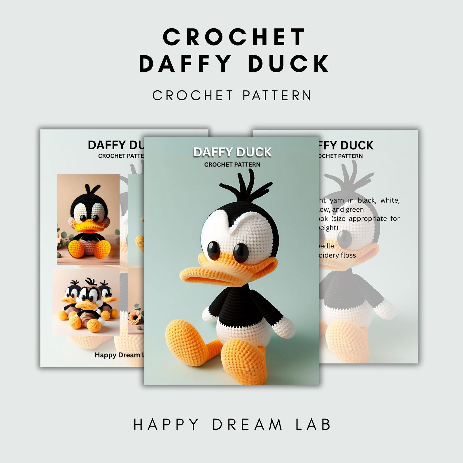 Crochet Daffy Duck Amigurumi Pattern: DIY Plush Toy (PDF Pattern) - Etsy