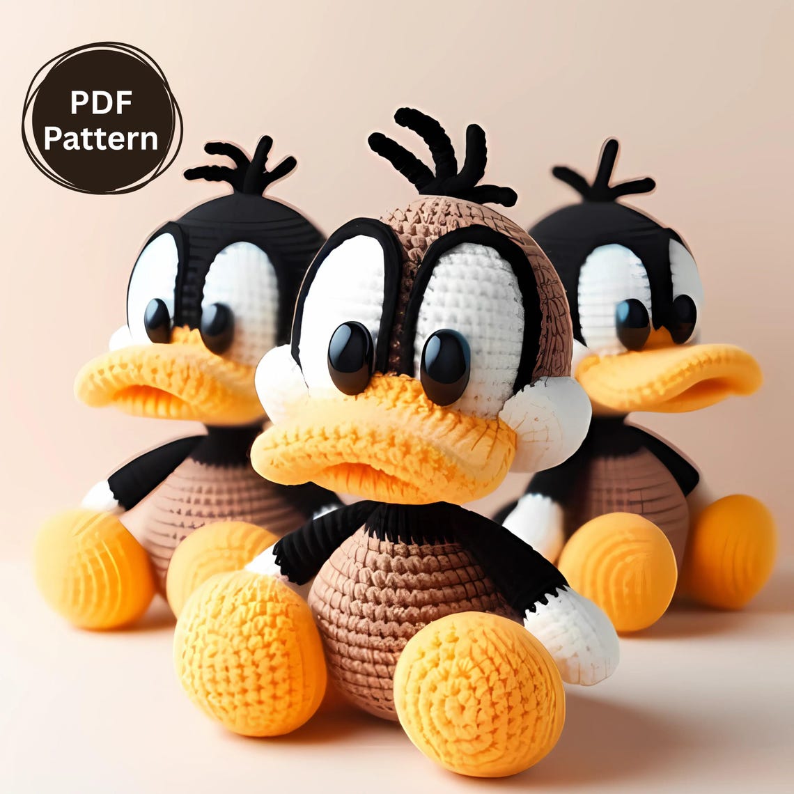 Crochet Daffy Duck Amigurumi Pattern: DIY Plush Toy (PDF Pattern) - Etsy