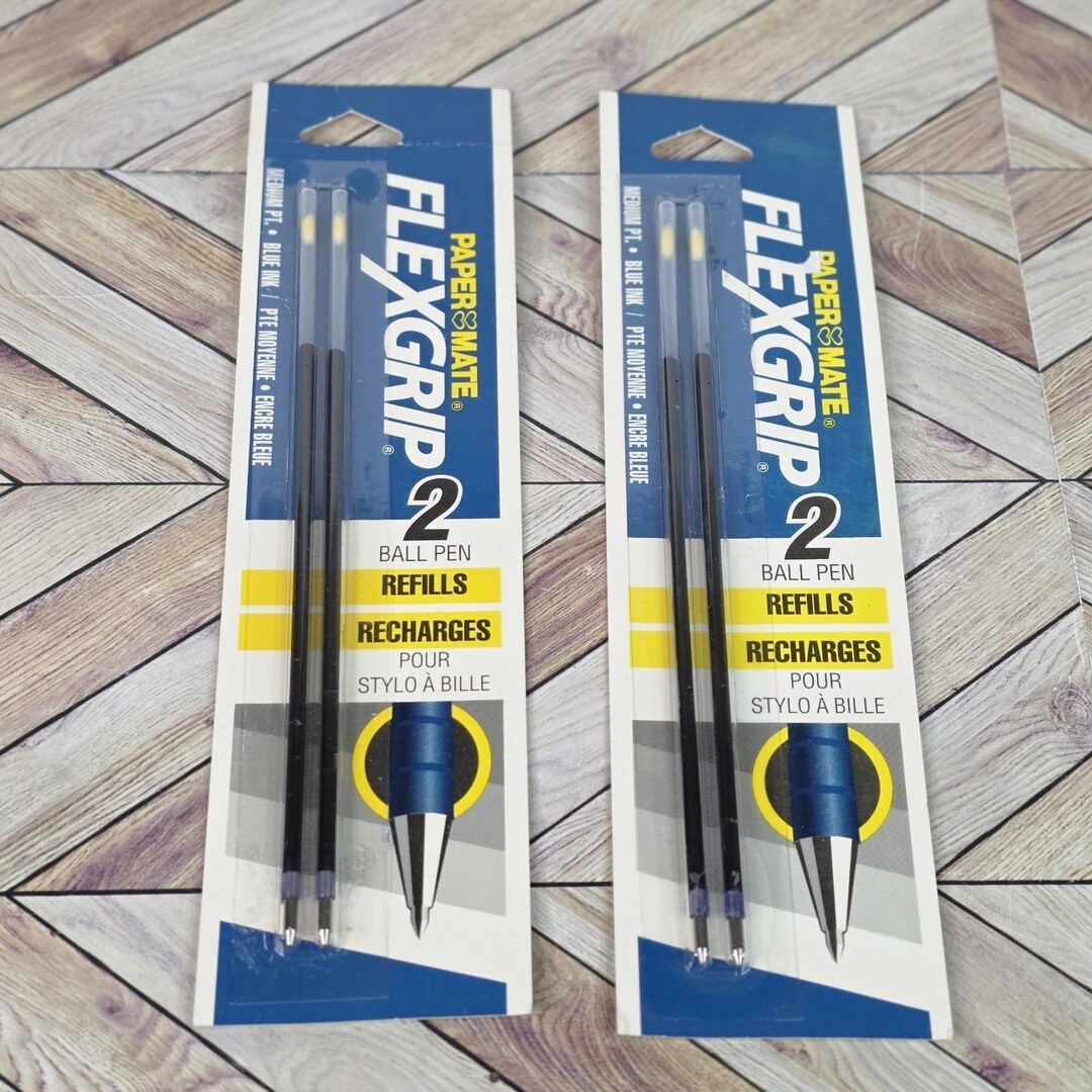 Lot 2 Pack Paper Mate FLEXGRIP Ball PEN Refills Medium Blue Ink 971-24 ...
