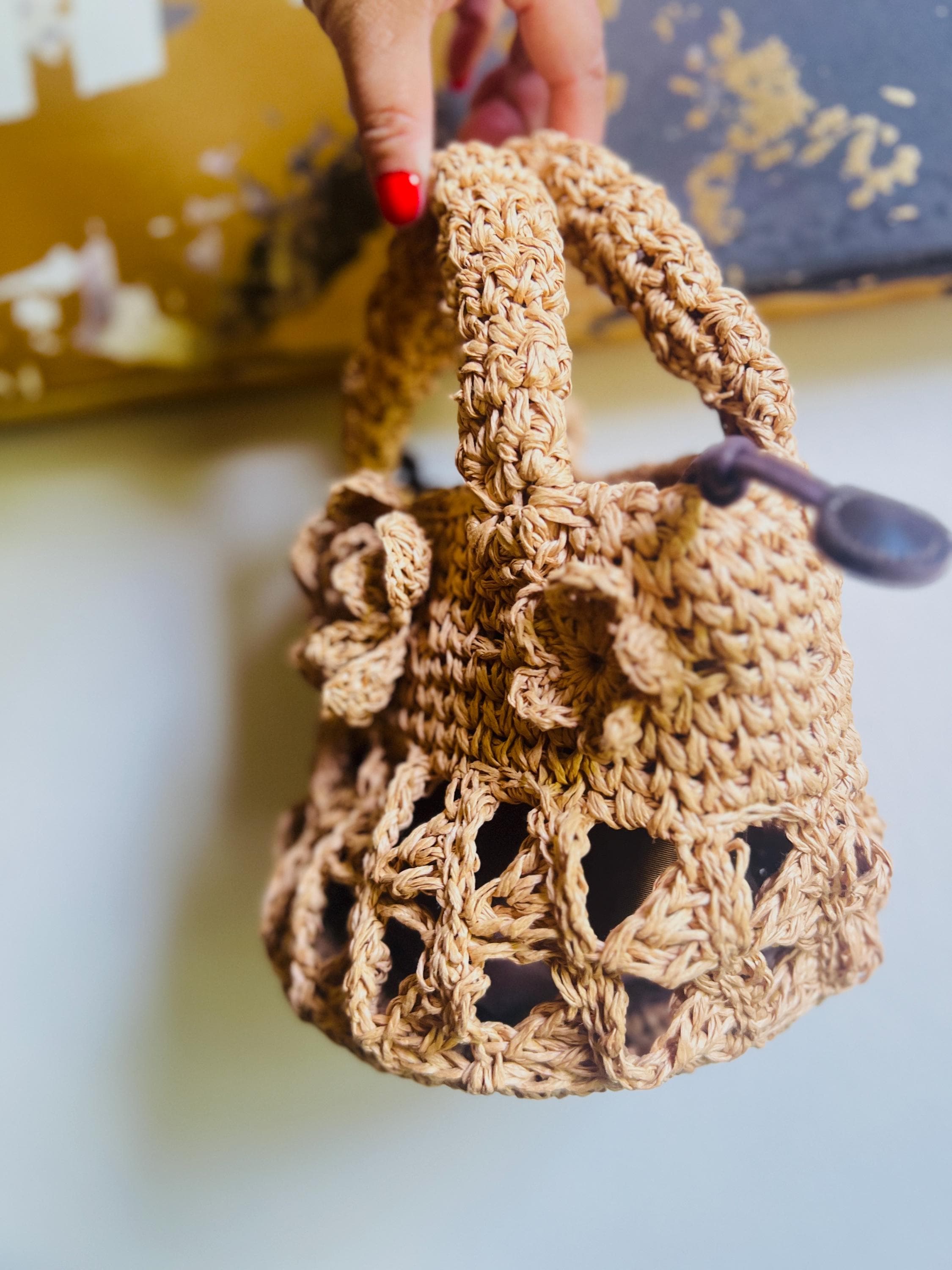 Crocheted Raffia Bag, Premium Raffia Yarn, Birthday Gifts, Holiday ...