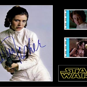 Princess Leia Carrie Fisher Star Wars Film Cell Display Amazing Signed ...