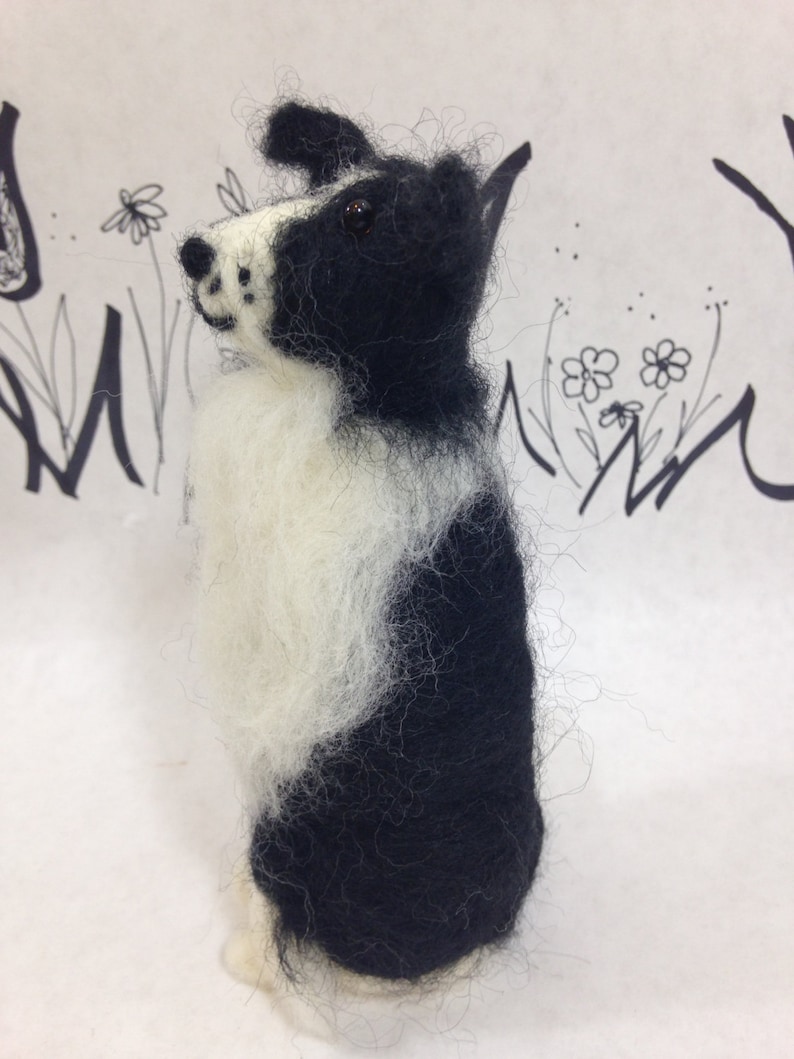 Needle Felted Collie, Wool Felt Border Collie, Sitting Dog Figurine. - Etsy