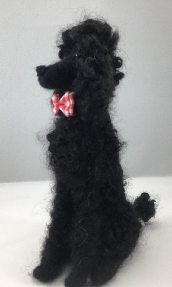 Needle Felted Poodle Wool Felt Black Standard Poodle | Etsy