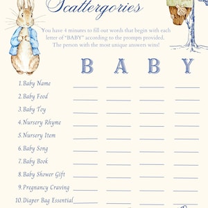 Peter Rabbit Baby Shower Game Bundle With Beatrix Potter Storybook ...