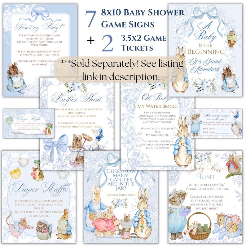 Peter Rabbit Baby Shower Game Bundle With Beatrix Potter Storybook ...