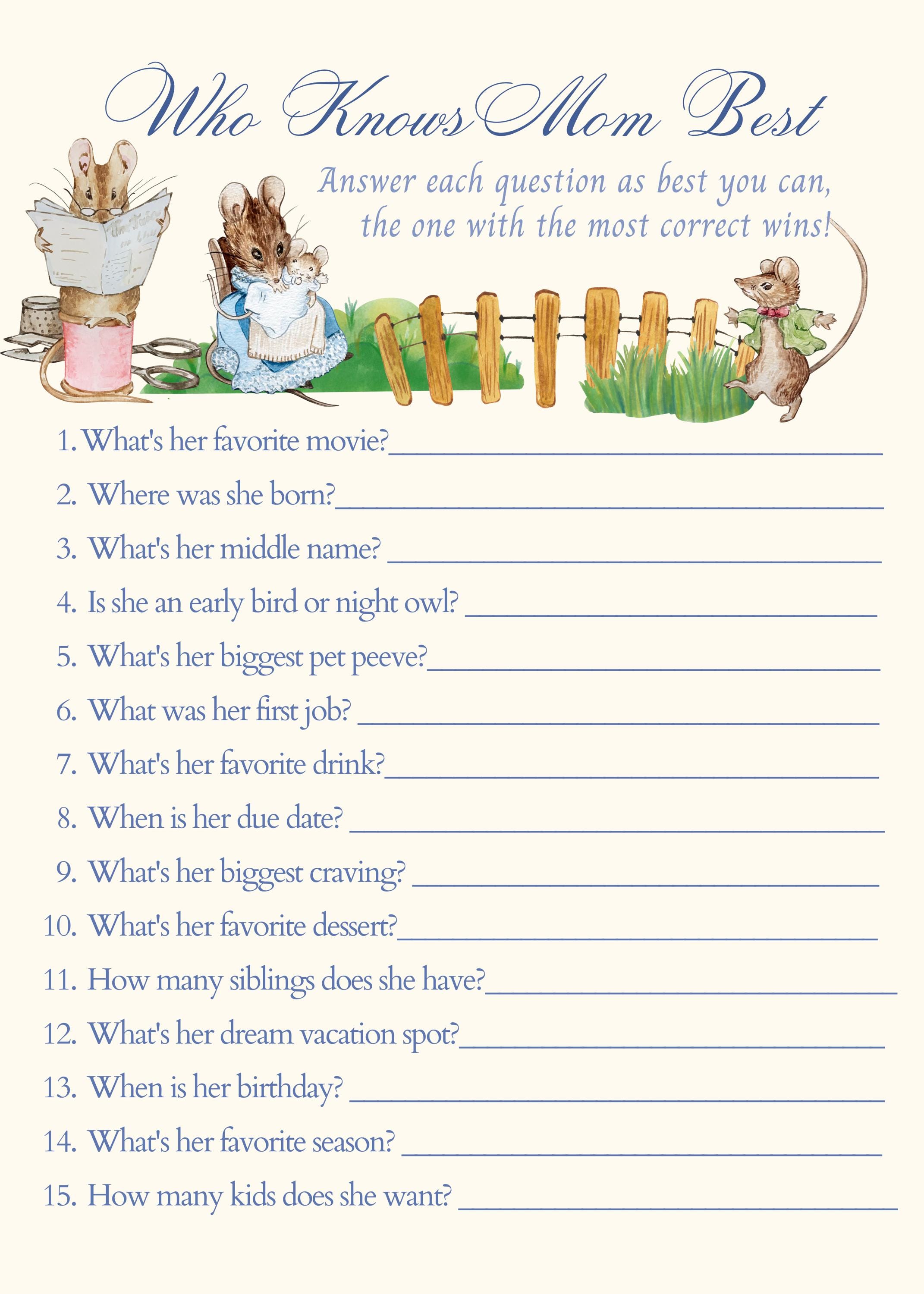 Peter Rabbit Baby Shower Game Bundle With Beatrix Potter Storybook ...