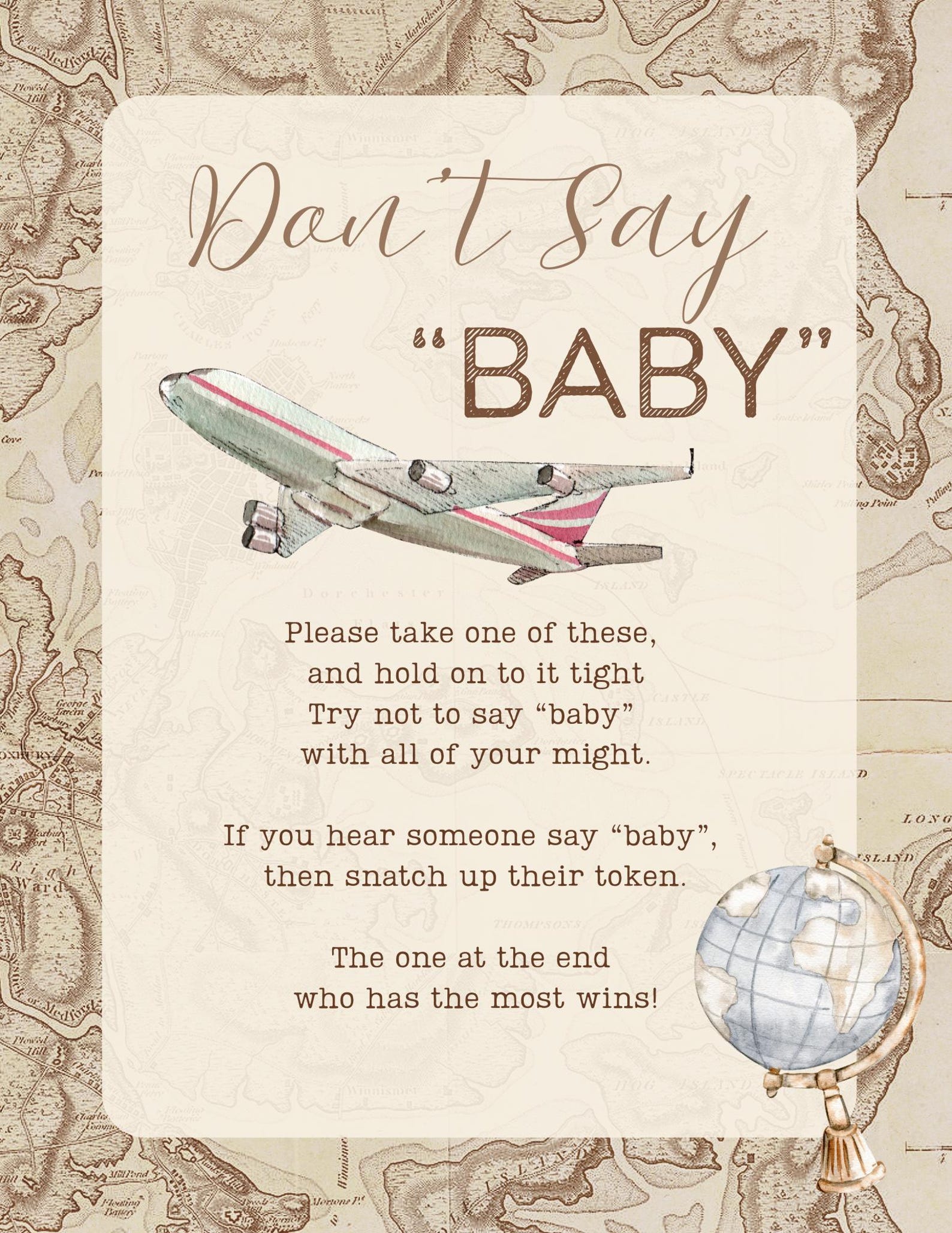 Airplane Travel Themed Baby Shower Decor and Games Bundle Downloadable ...
