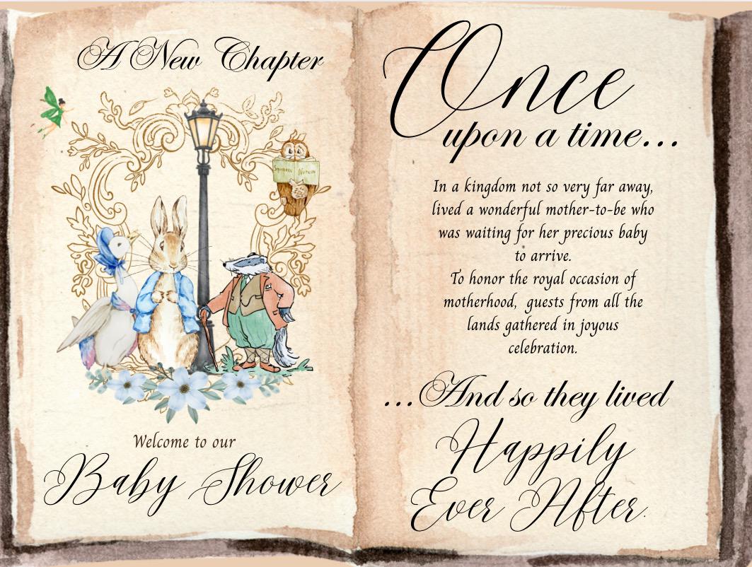 A New Chapter Storybook Baby Shower Welcome Sign Downloadable PDF, Once ...