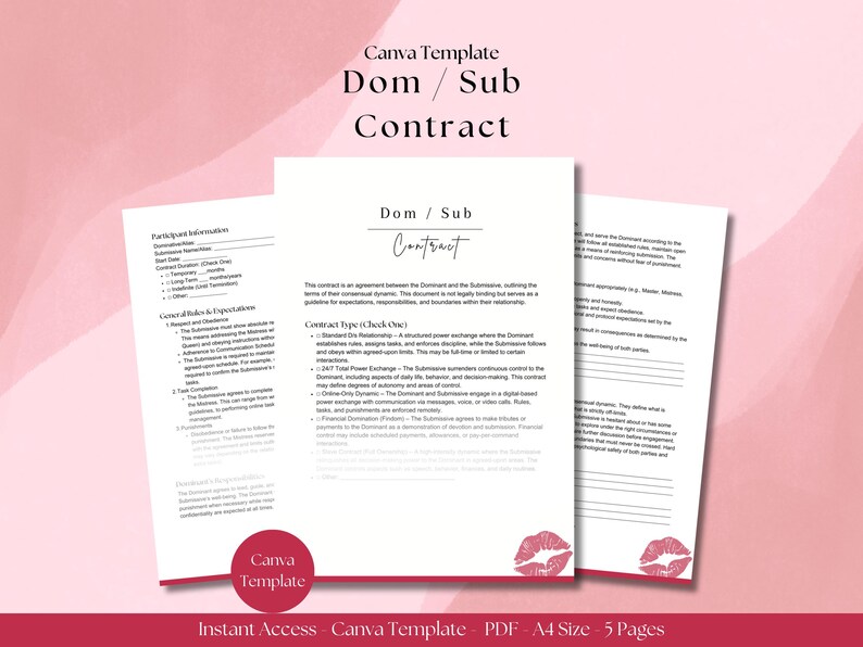Dominant & Submissive Contract | Domsub Ready to Print Agreement ...
