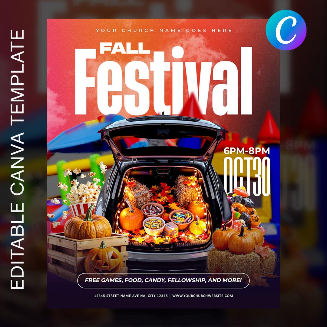 Church Flyer Template | Fall Festival and Harvest Event | Editable ...