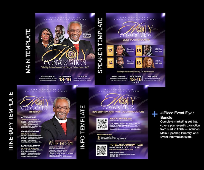 Holy Convocation Flyer Bundle | Church Event Templates (canva) - Etsy