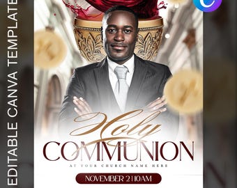 Communion Sunday Flyer Template: Editable Canva Church Design - Etsy