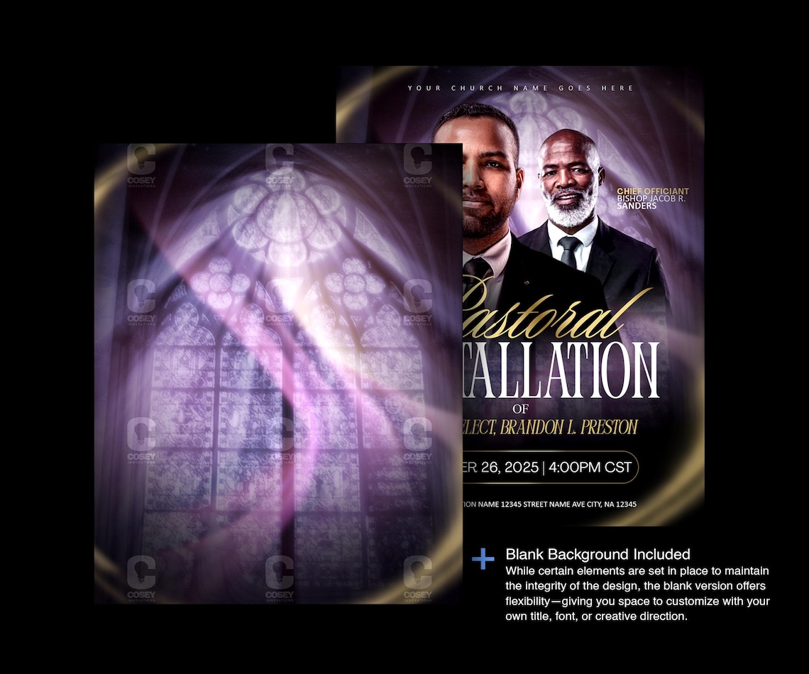 Pastoral Installation Church Flyer Template | Editable Canva ...