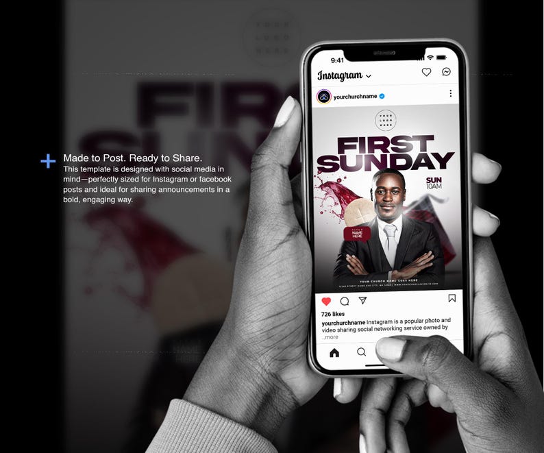 Communion Sunday Flyer Template | Editable Canva Church Flyer | First ...