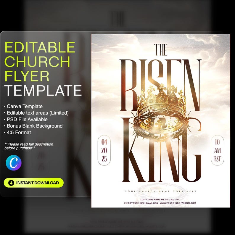 Resurrection Sunday Flyer: Customizable Church Event Template (canva ...
