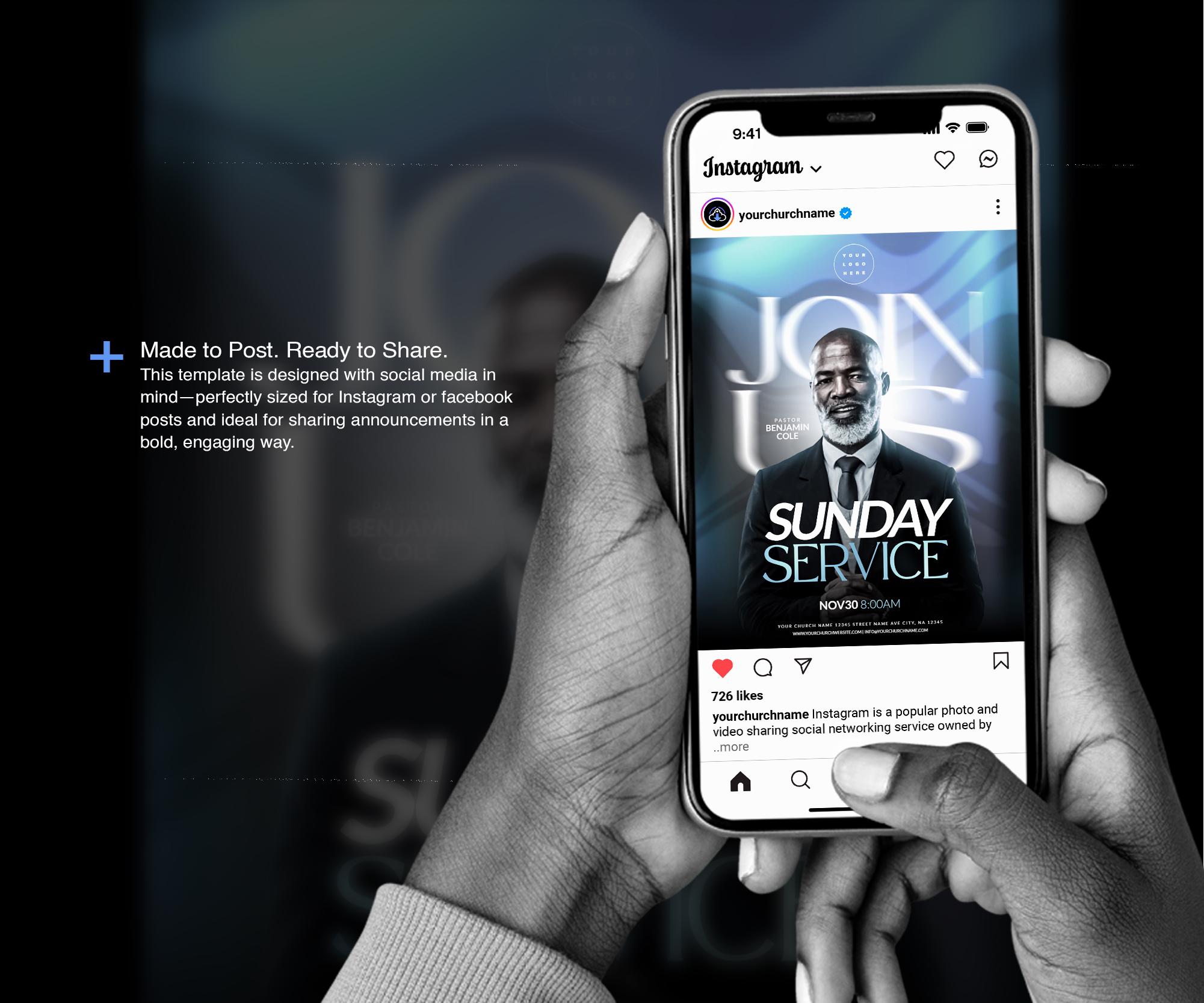 Modern Church Flyer | Sunday Service Canva Template - Etsy