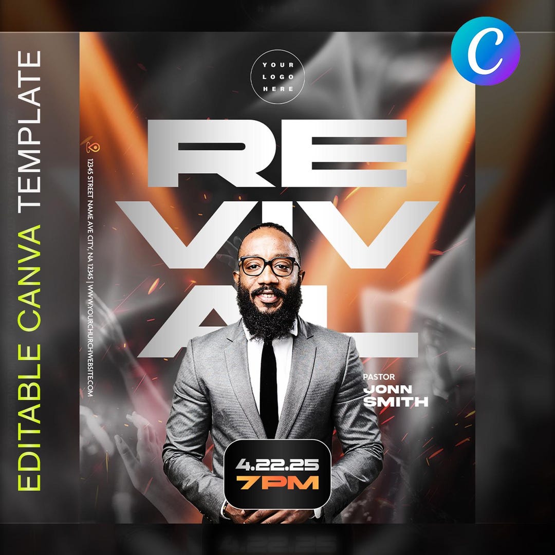 Church Revival Flyer Template: Editable Canva Design (digital Download ...