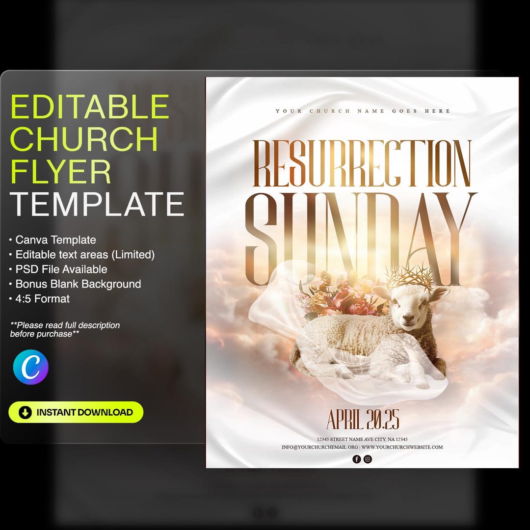 Resurrection Sunday Flyer: Customizable Church Event Template (canva ...