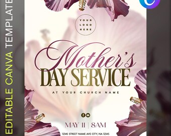 Mother’s Day Church Service Flyer Template – Elegant, Editable Design ...