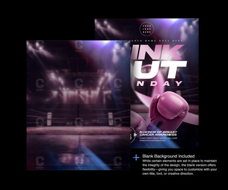 Pink Out Sunday Church Flyer Template | Editable Canva | Breast Cancer ...
