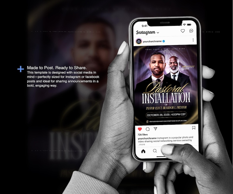 Pastoral Installation Church Flyer Template | Editable Canva ...