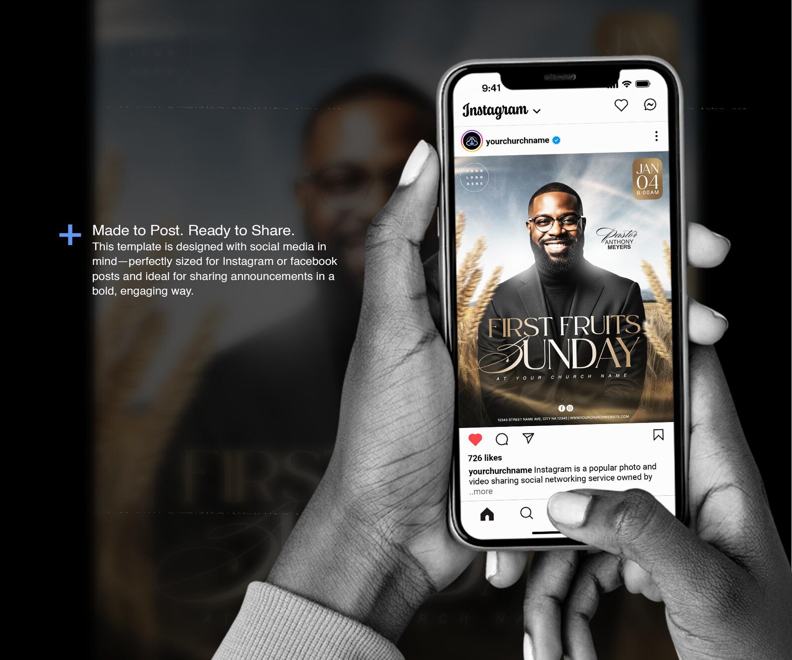 First Fruits Sunday Church Flyer Template | Editable Canva| Church ...