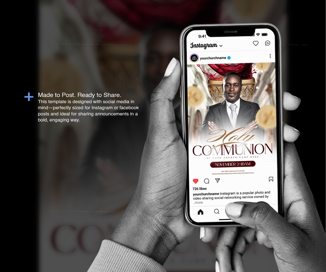 Communion Sunday Flyer Template: Editable Canva Church Design - Etsy