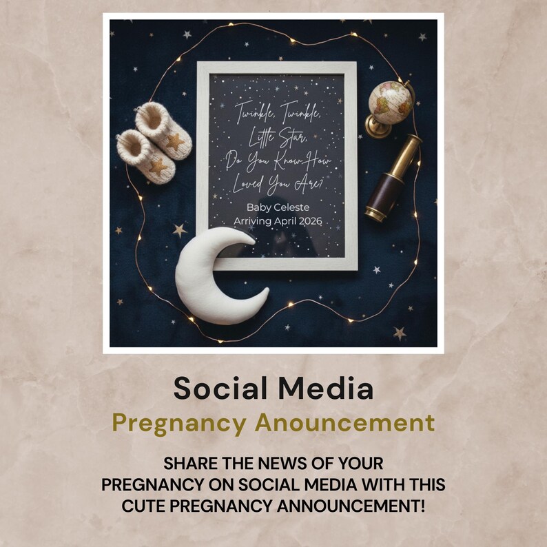 Twinkle Twinkle Little Star Pregnancy Announcement Template | Starry ...