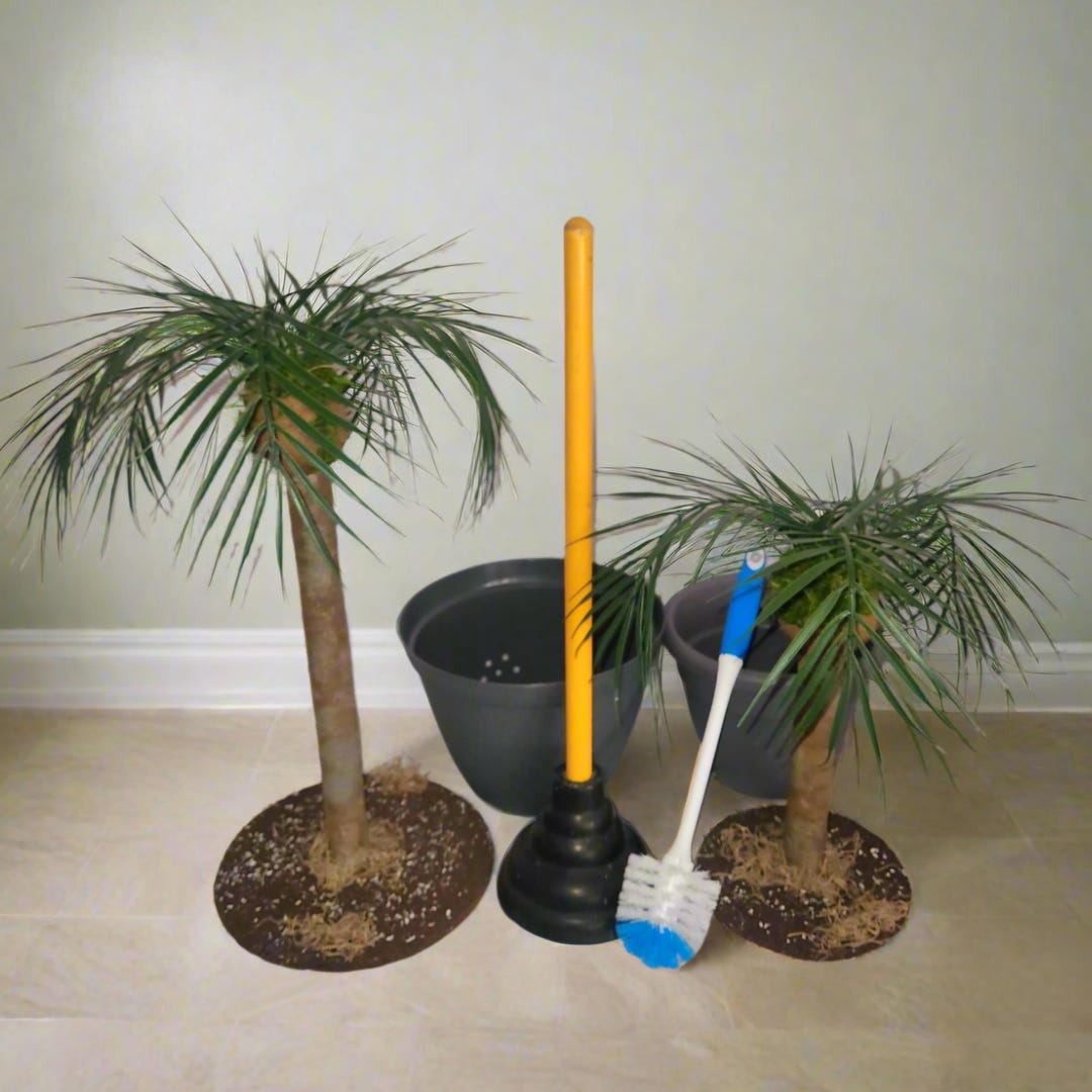 Palm Trees Toilet Plunger and Brush Holder Covers Tropical Bathroom ...