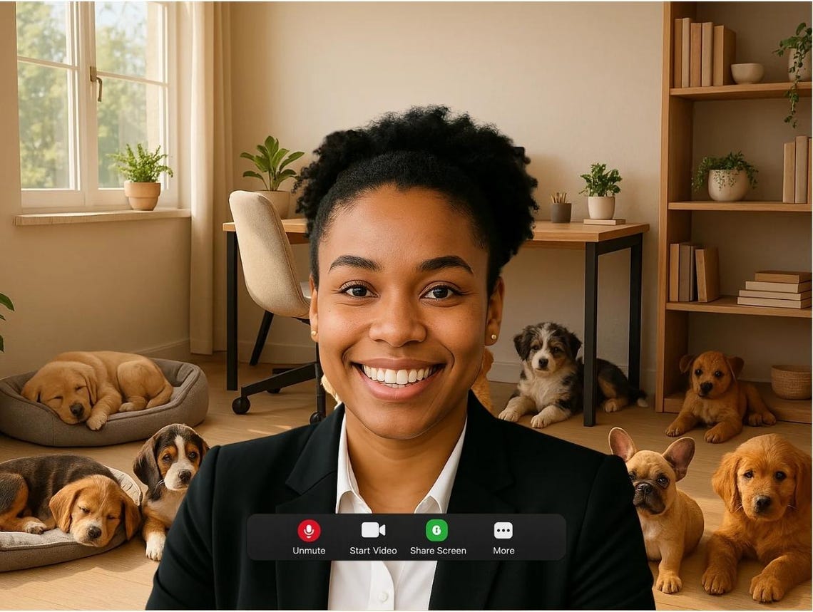 Puppy Office Background for Zoom – Cute Virtual Pet Backdrop for Google ...