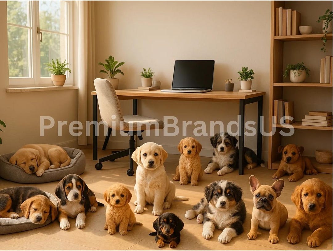 Puppy Office Background for Zoom – Cute Virtual Pet Backdrop for Google ...