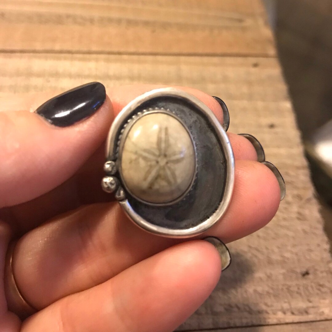 Kai-fossilized Sand Dollar Statement Ring - Etsy