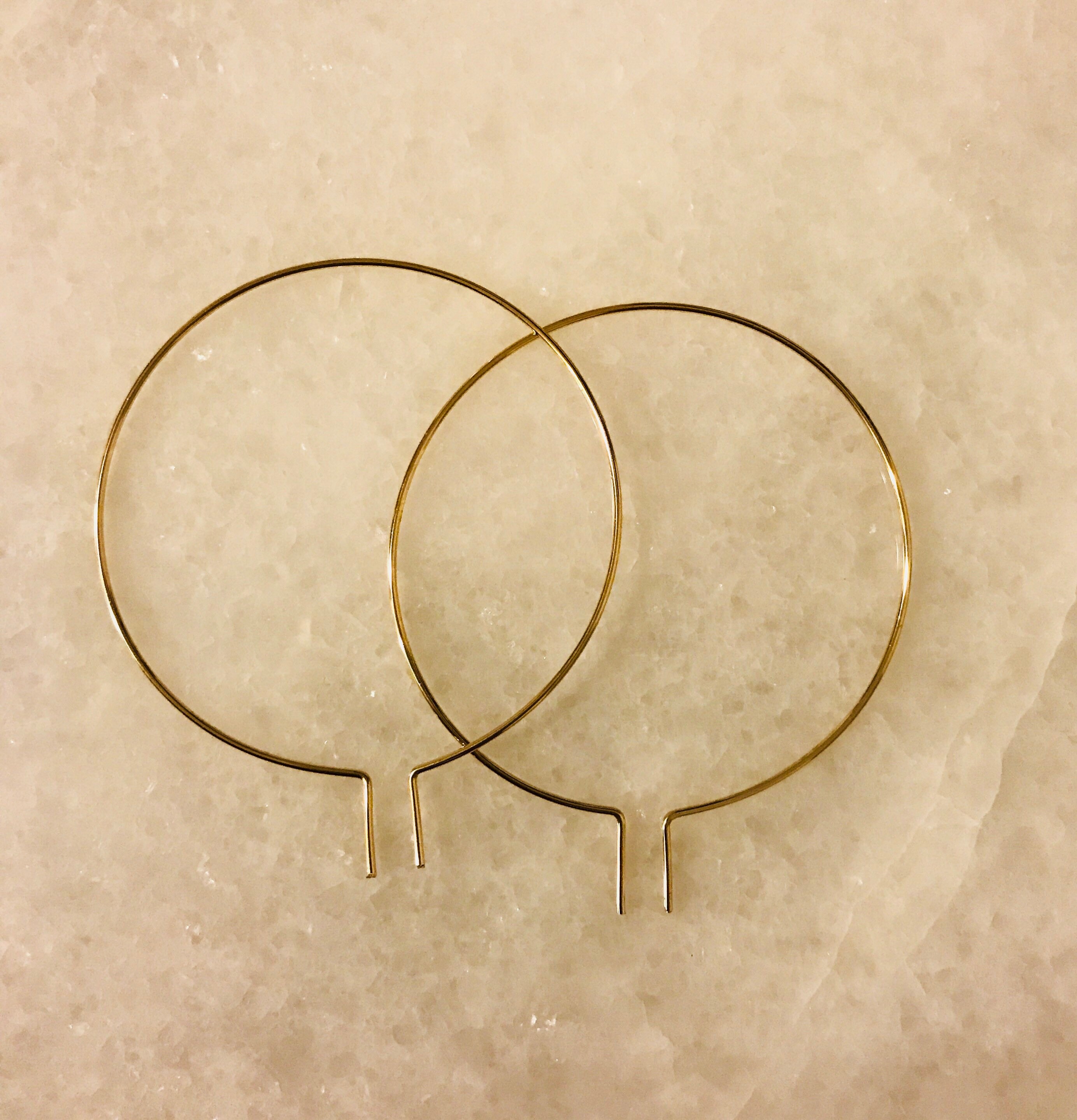 Stark large open threader hoops-modern minimalist earrings | Etsy