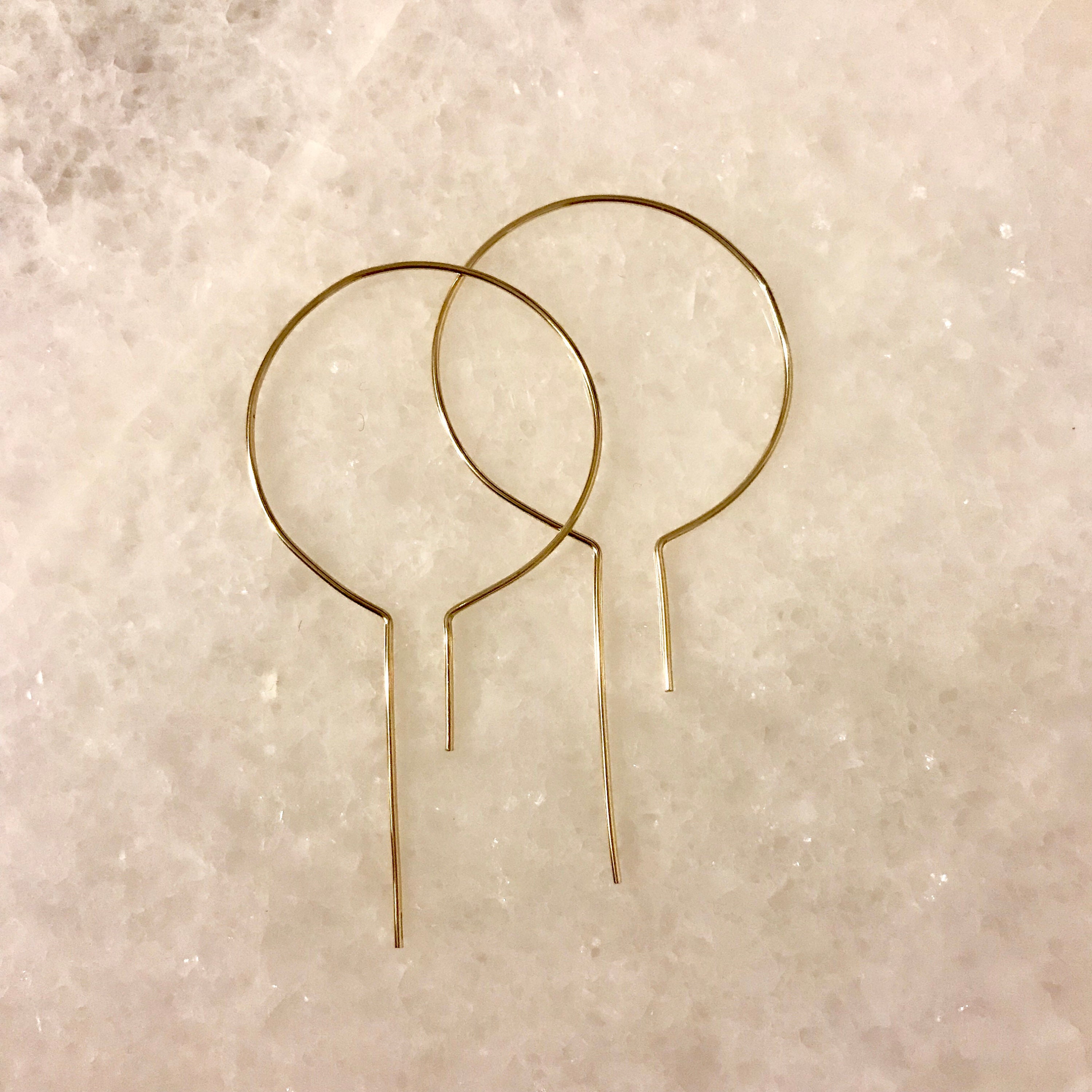 Stark large open threader hoops-modern minimalist earrings | Etsy