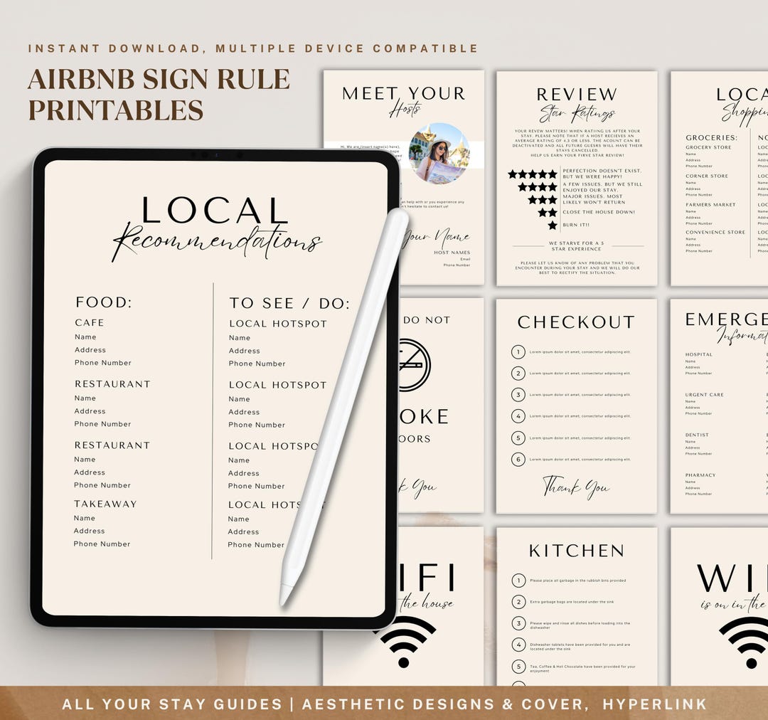 Digital Airbnb House Rules Sign Template – Editable Canva Design for ...