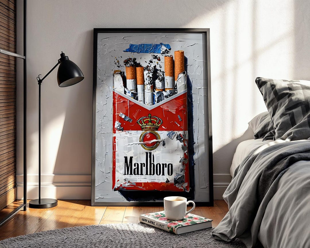 Vintage Marlboro Cigarette Poster, Unique Wall Art, Grungy Retro Decor ...