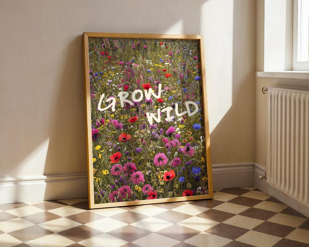 Grow Wild Wildflower Poster, Vintage Floral Nature Wall Art ...